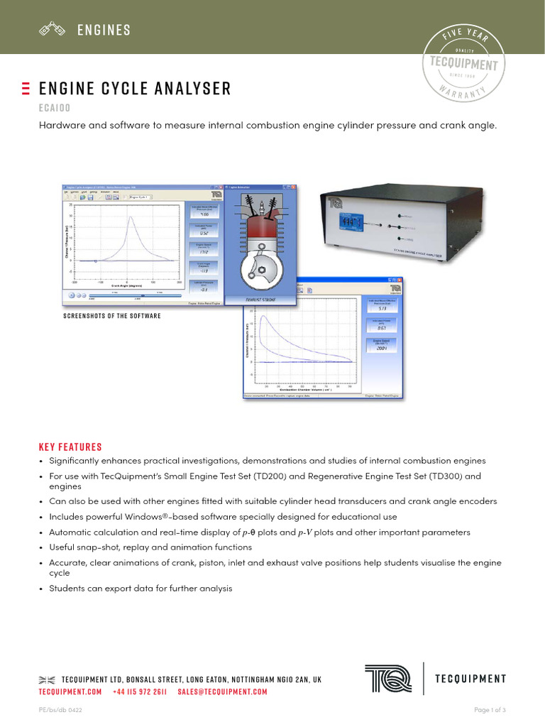 ECA100 Engine Cycle Datasheet | PDF | Engines | Diesel Engine