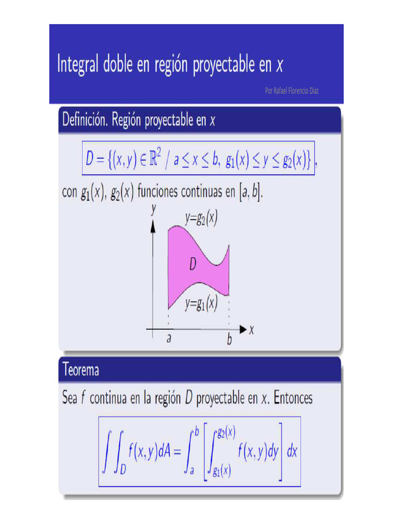 Tema 4 Parte 3 Integrales Dobles Iteradas en Regiones Proyectables | PDF