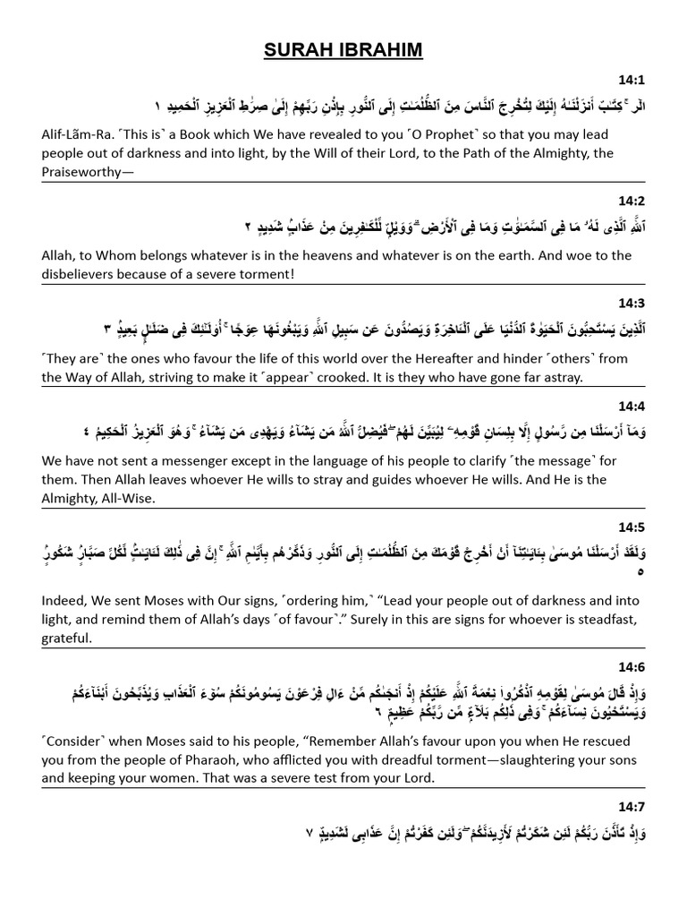 Surah Ibrahim | PDF | Prophets And Messengers In Islam | Religious Belief And Doctrine