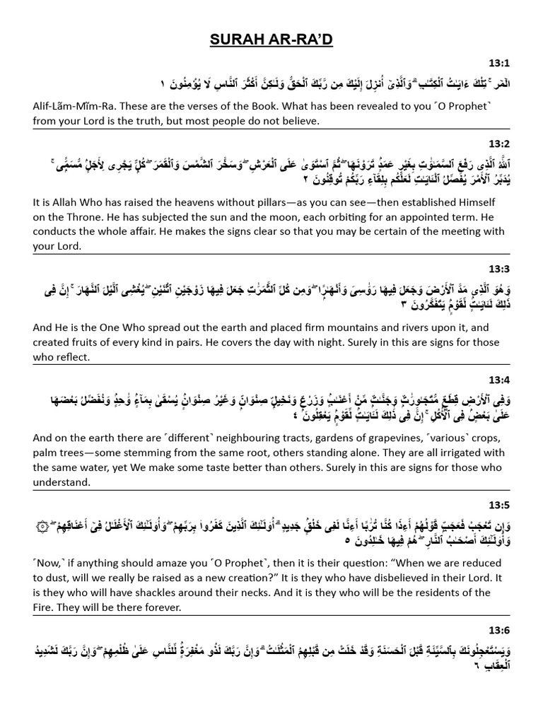 Surah Ar-Ra'd | PDF | Prophets And Messengers In Islam | Religious ...