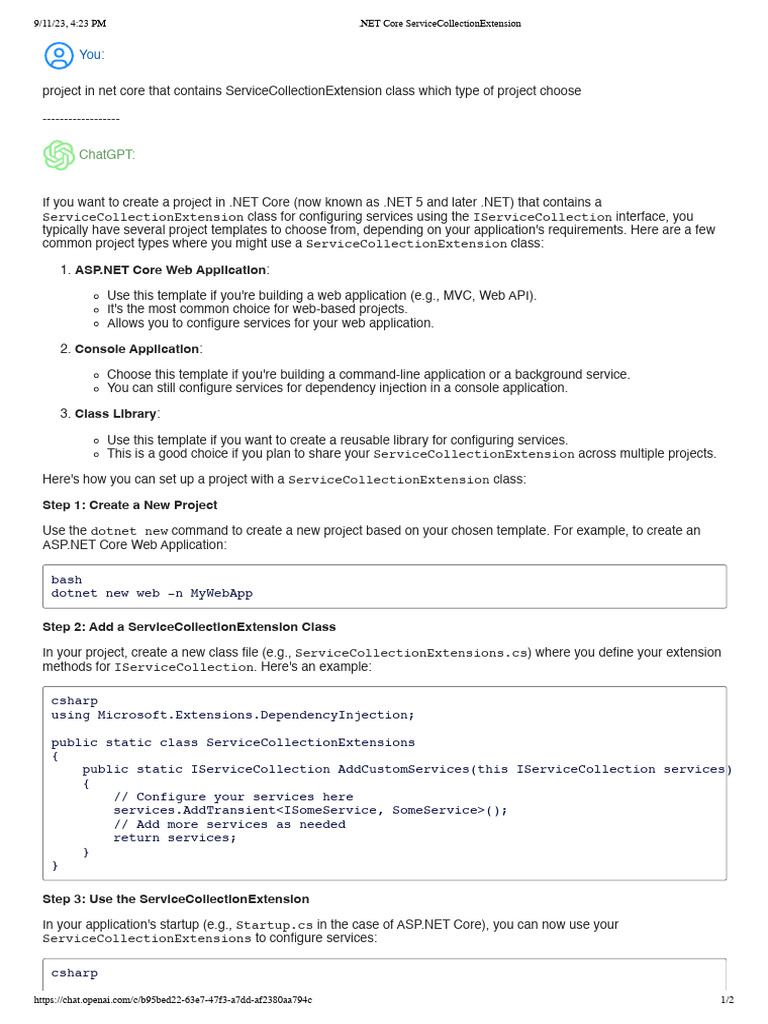 NET Core ServiceCollectionExtension | PDF | Command Line Interface | Application Software