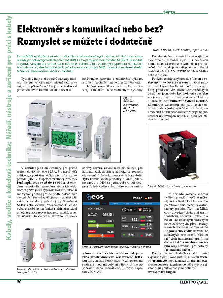 GHV Mbs Clanek Elektro 07 - 2021 Elektromery Od Mbs | PDF