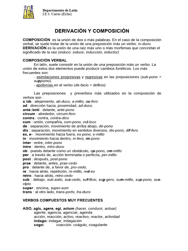 Composici I Derivaci Verbal | PDF | Verbo | Lingüística