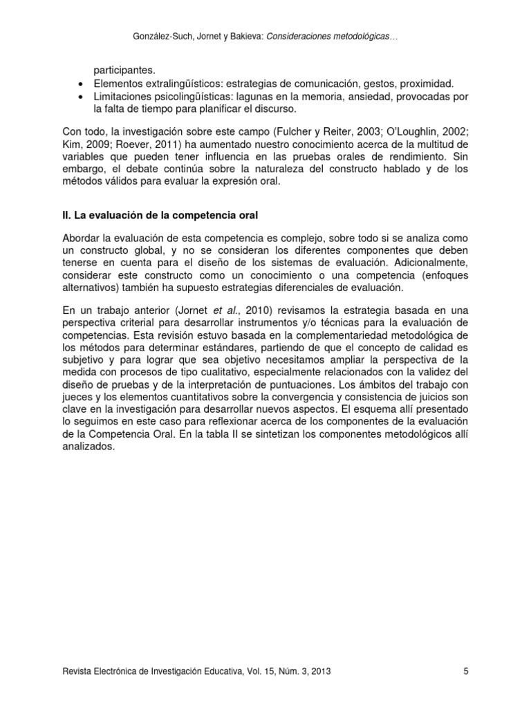 Evaluación Competencia Oral ELE III-6-17 | PDF | Evaluación | Validez ...