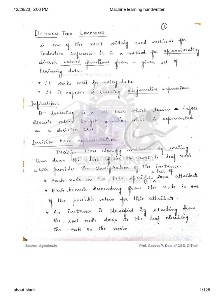 Machine Learning Handwritten | PDF