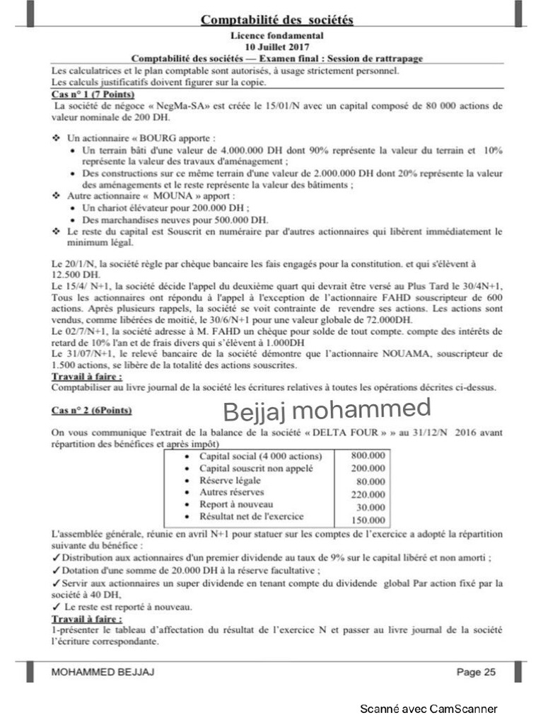 Exam Compta Ste Ratt 2016-2017 Souissi - 20200419055849 | PDF