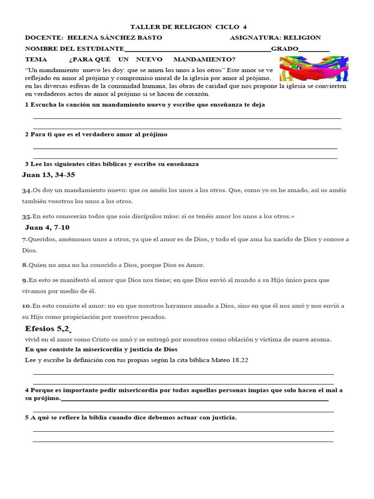 Religión Ciclo4 | PDF | Amor | Creencia y doctrina cristiana