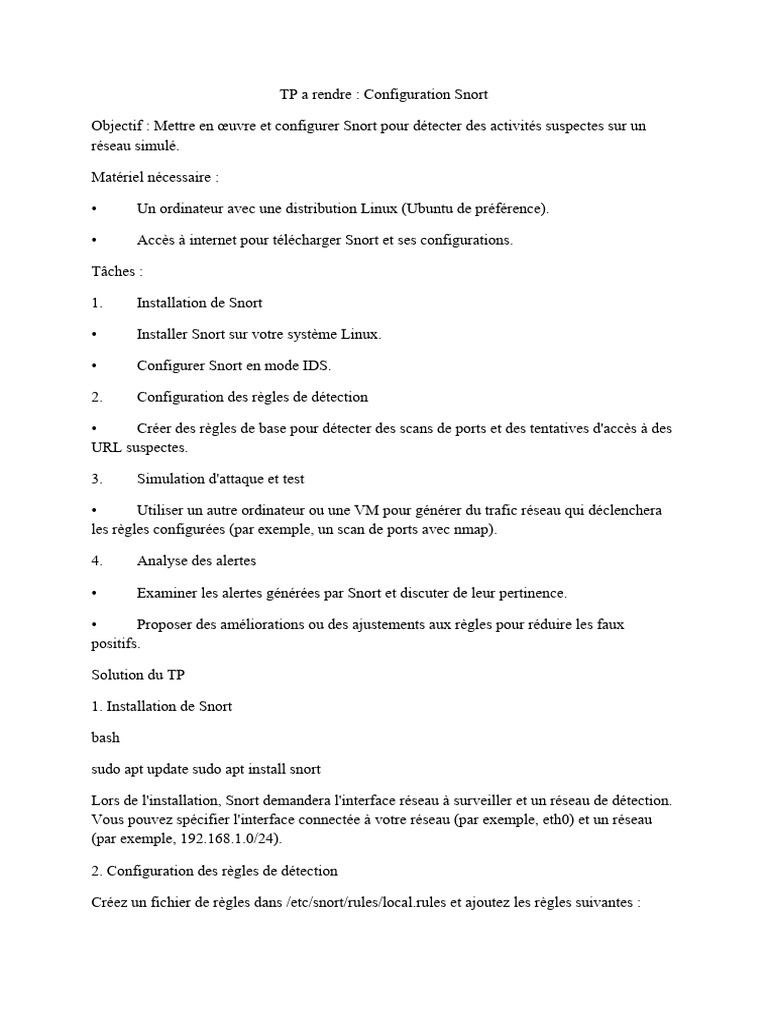 Configuration de Snort pour IDS | PDF | Informatique | Réseau informatique