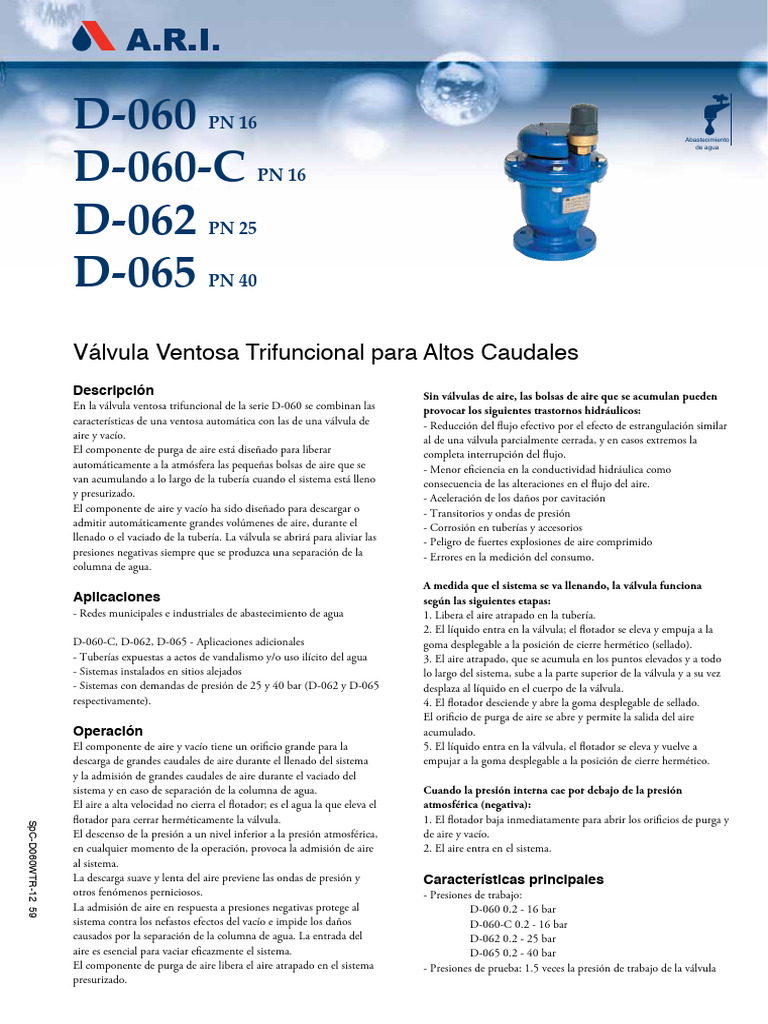 D060,062,065 WTR SPC 15 | PDF | Válvula | Tornillo