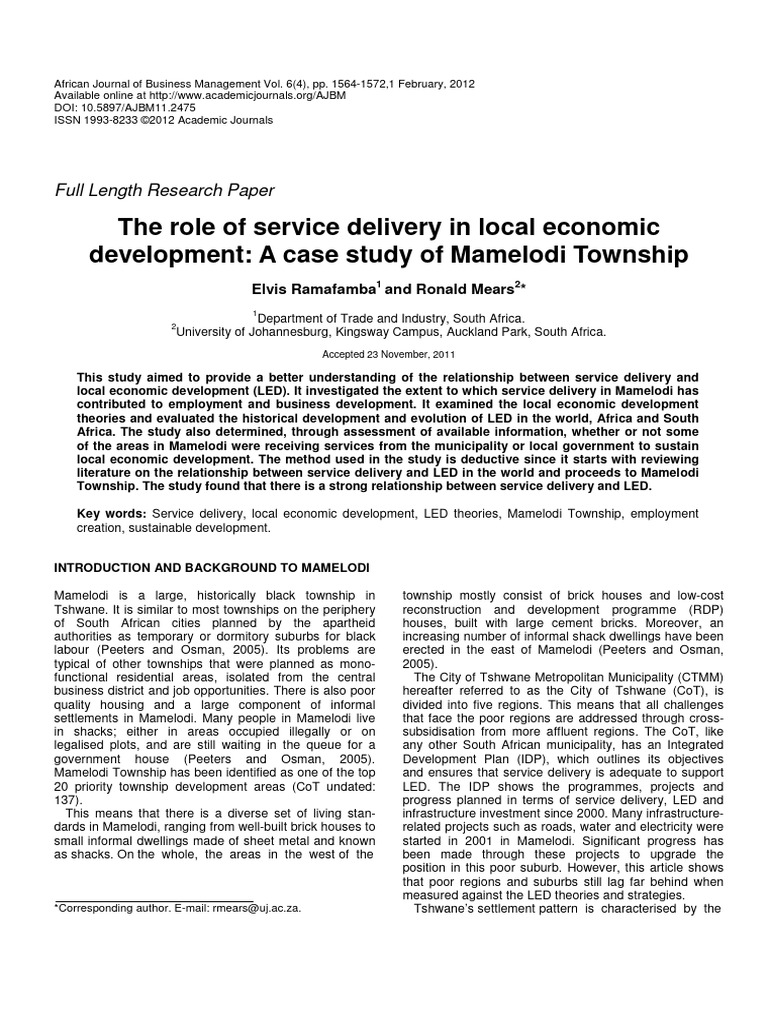 Local Economic Development | PDF | Infrastructure | Poverty & Homelessness