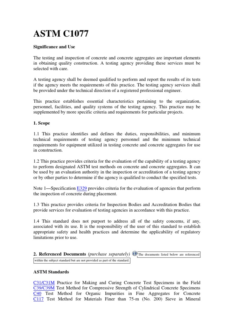Astm C1077 | PDF | Concrete | Quality (Business)