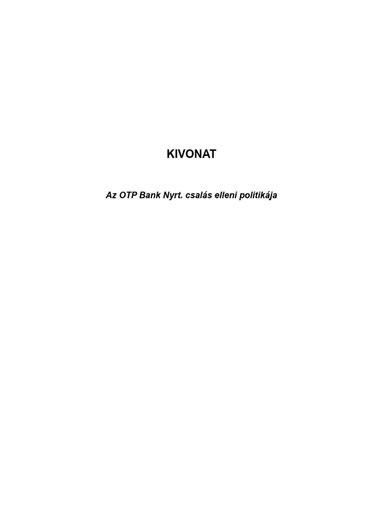 OTPBank Csalas Elleni Politikaja | PDF