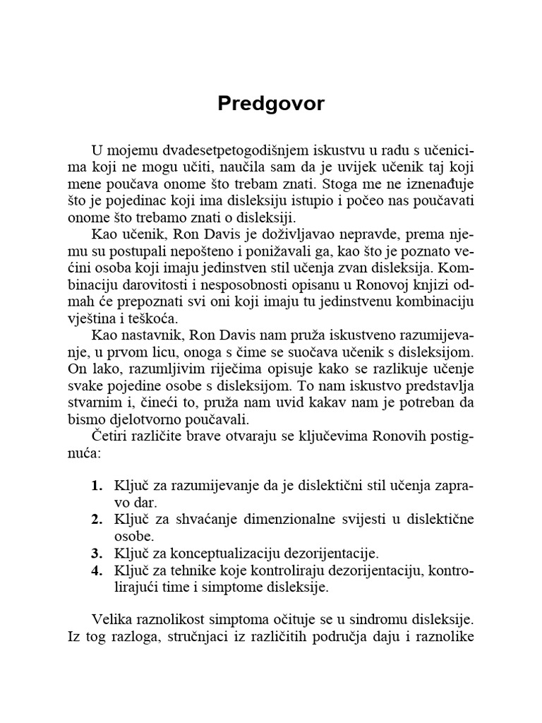 Dar Disleksije Predgovor | PDF