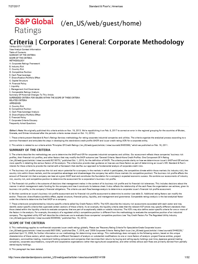 Corporate Credit Rating Methodology | PDF | Risk | Financial Risk