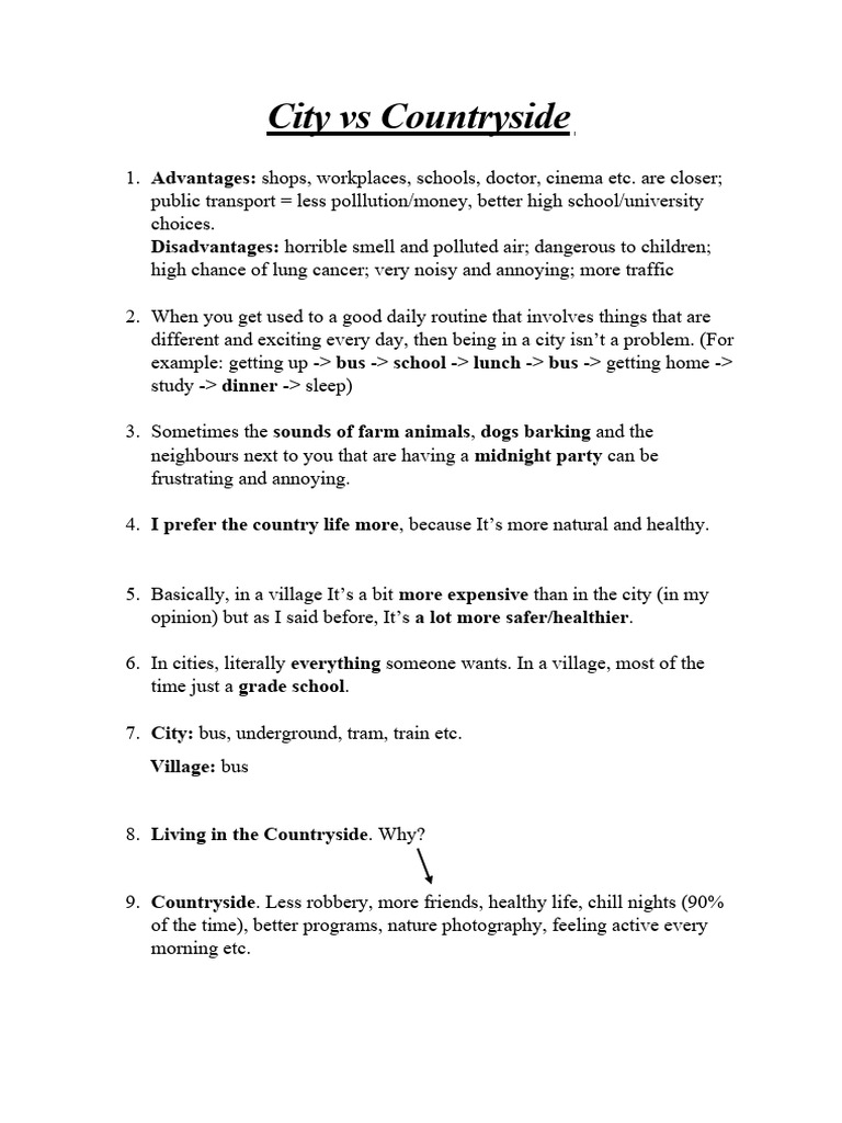 City Vs Countryside | PDF