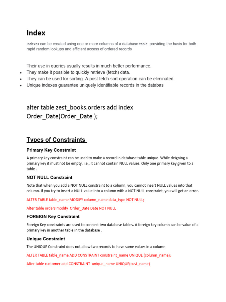 Index, Constraints, Triggers | PDF | Relational Database | Database Index