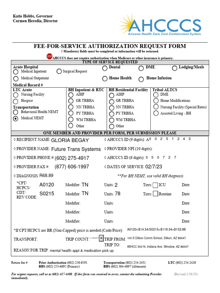PARequestForm Gloria Begay | PDF | Health Economics | Health Sciences