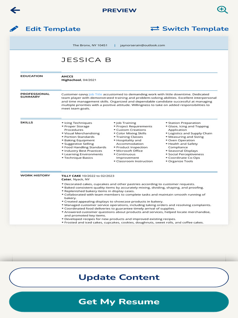 Edit Resume - My Perfect Resume 2 | PDF | Cakes | Baking