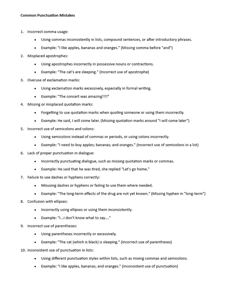 Common Punctuation Mistakes | PDF