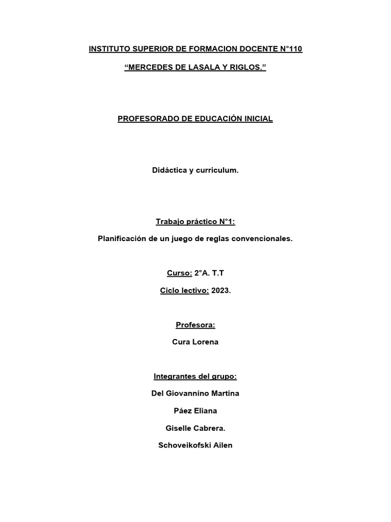 TP2 Didactica y Curriculum !! | PDF | Educación de la primera infancia | Experiencia