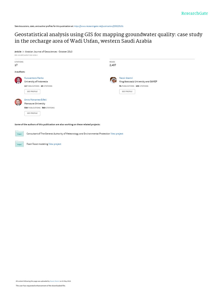 Geostatistical Analysis For Mapping Groundwater Quality Pdf Spatial Analysis Cross