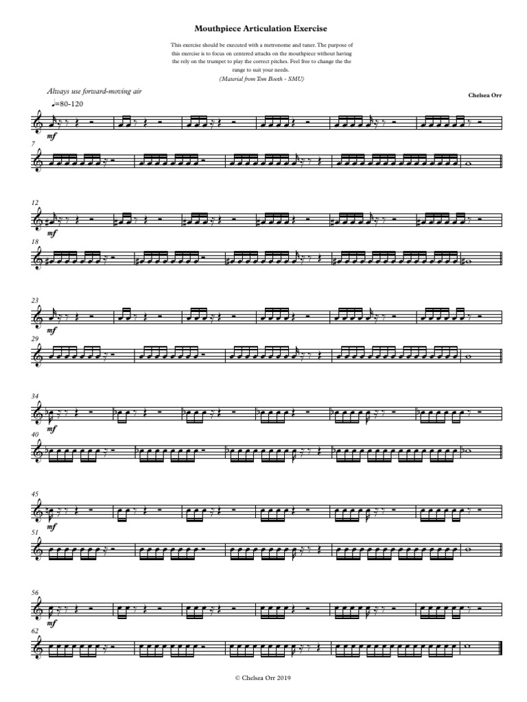 Mouthpiece Articulation Exercise Full Score | PDF