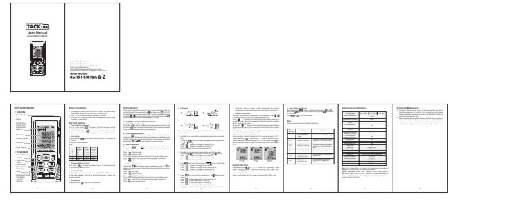 Tacklife Laser Distance Meter Manual | PDF | Metre | Laser
