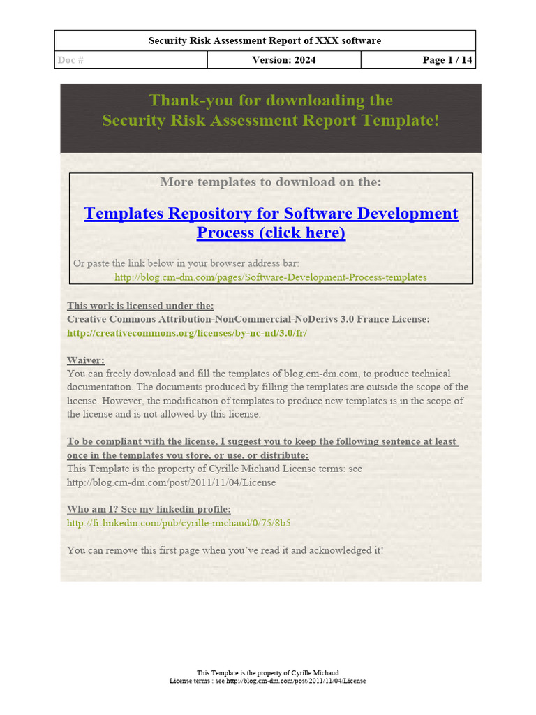 Security Risk Report Template | PDF | Risk Management | Computer Security
