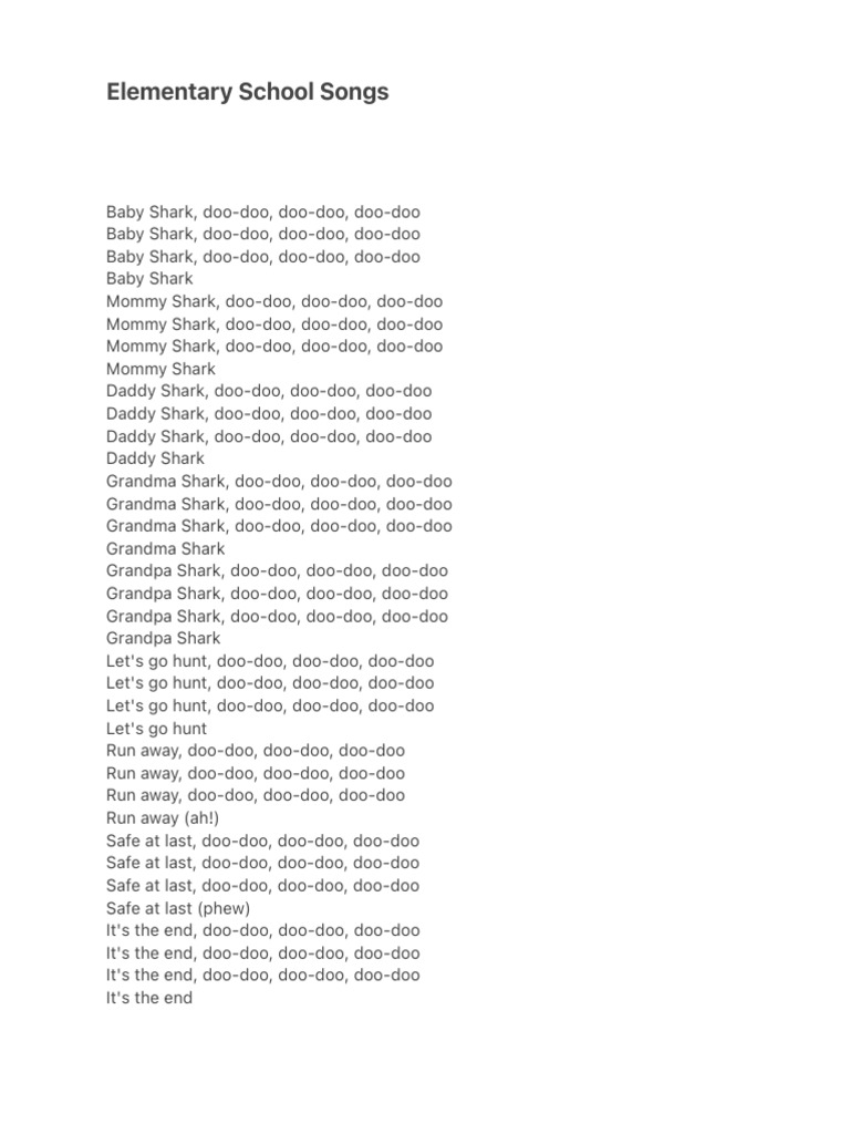 Elementary School Songs | PDF