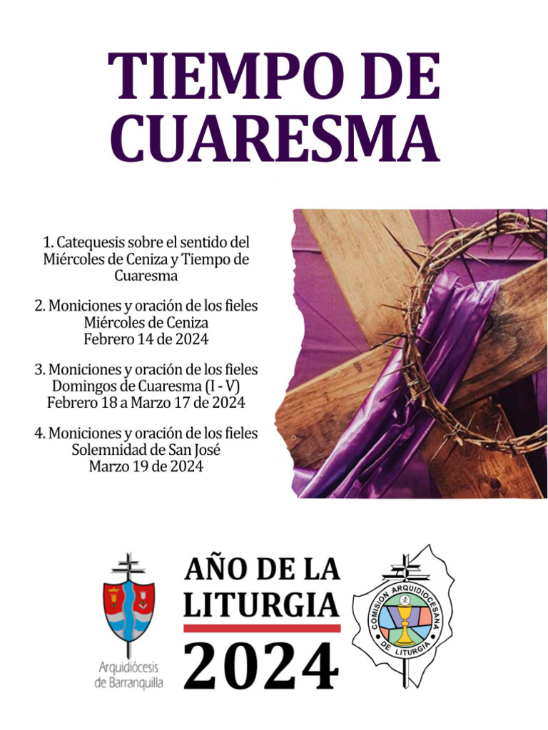 TIEMPO DE CUARESMA 2024, Moniciones y Oración de Los Fieles. | Descargar gratis PDF | Prestado ...