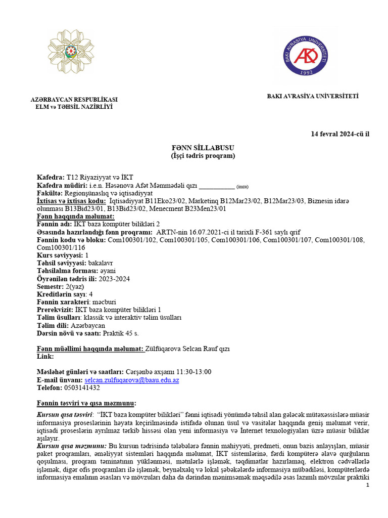 Sillabus IKT-2 | PDF