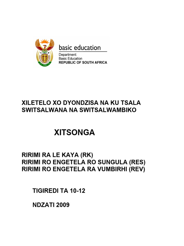Xiletelo Xo Dyondzisa Na Ku Tsala Switsalwana Na Switsalwambiko | PDF