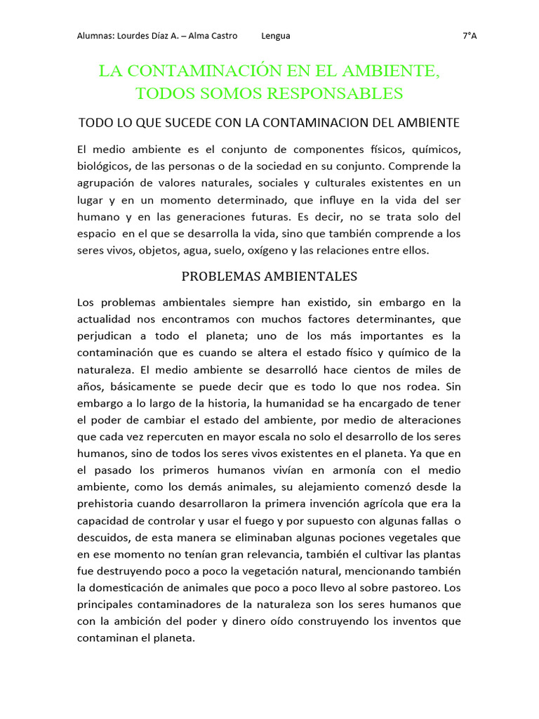 La Contaminación en El Ambiente | PDF | Entorno natural | Contaminación