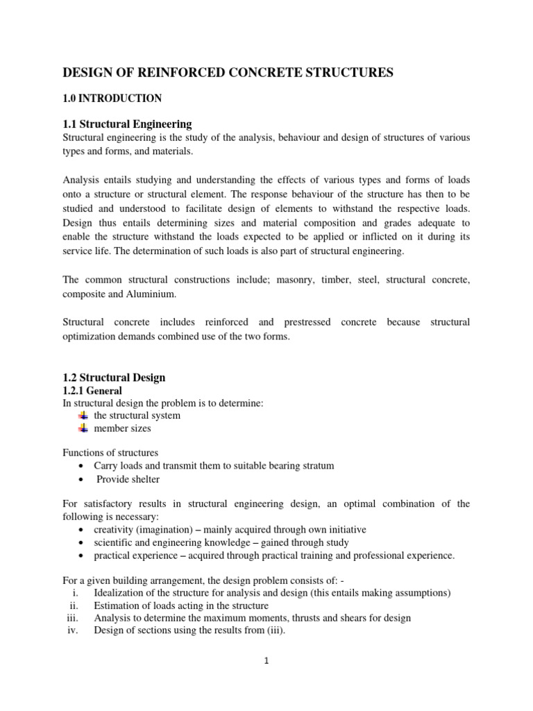 1.introduction Reinforced Concrete Structures | PDF | Strength Of ...