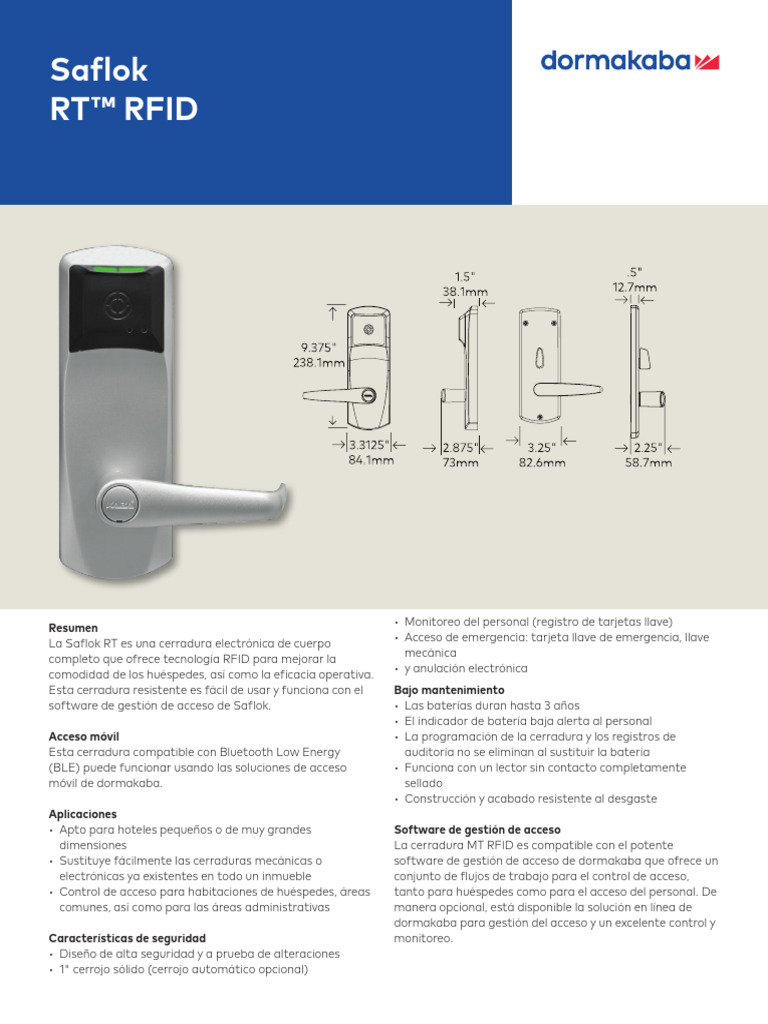 m3573 Saflok RT Seriesesp 12 20 PDF | PDF | Identificación de ...