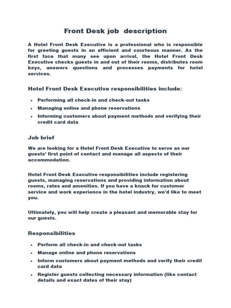 Front Desk JD | PDF | Business