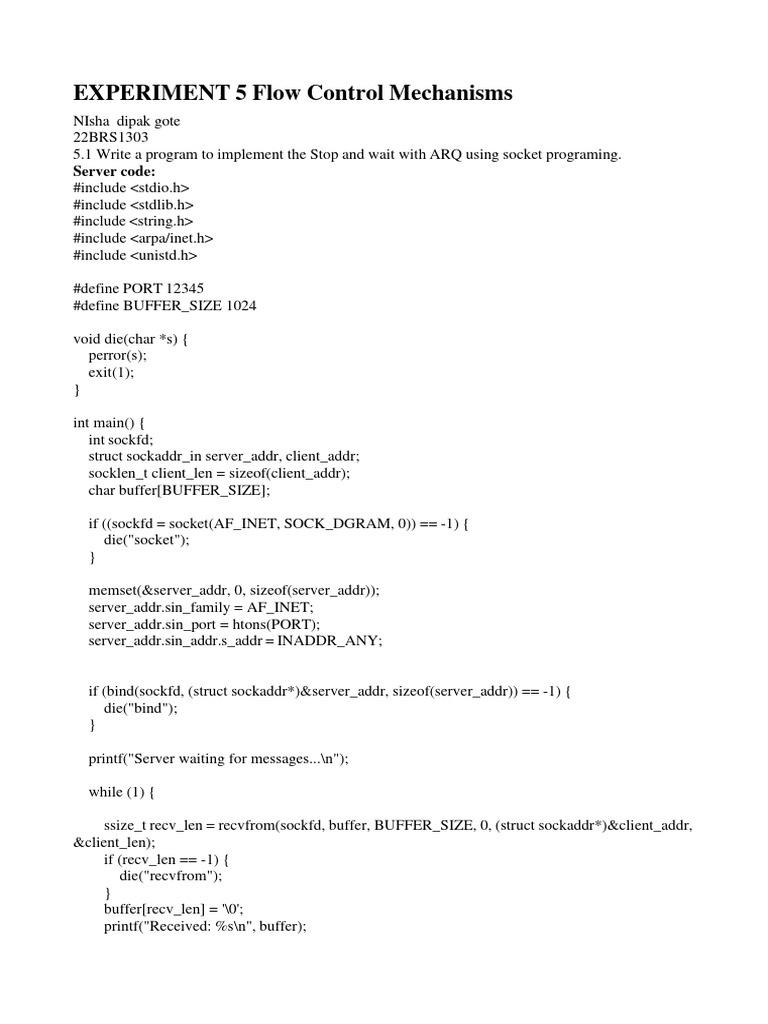 Client Server Flow Control | PDF | Network Socket | Data Transmission Client Server Flow Control | PDF | Network Socket | Data Transmission