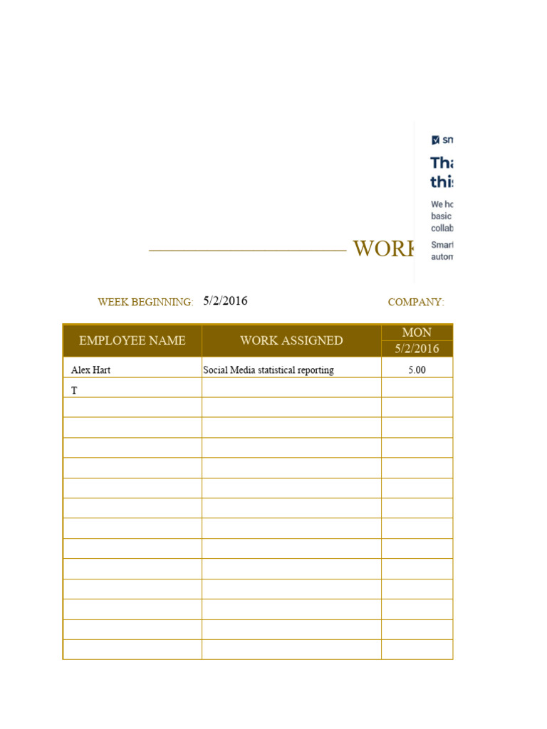 IC Weekly Work Schedule Template 8581 | PDF