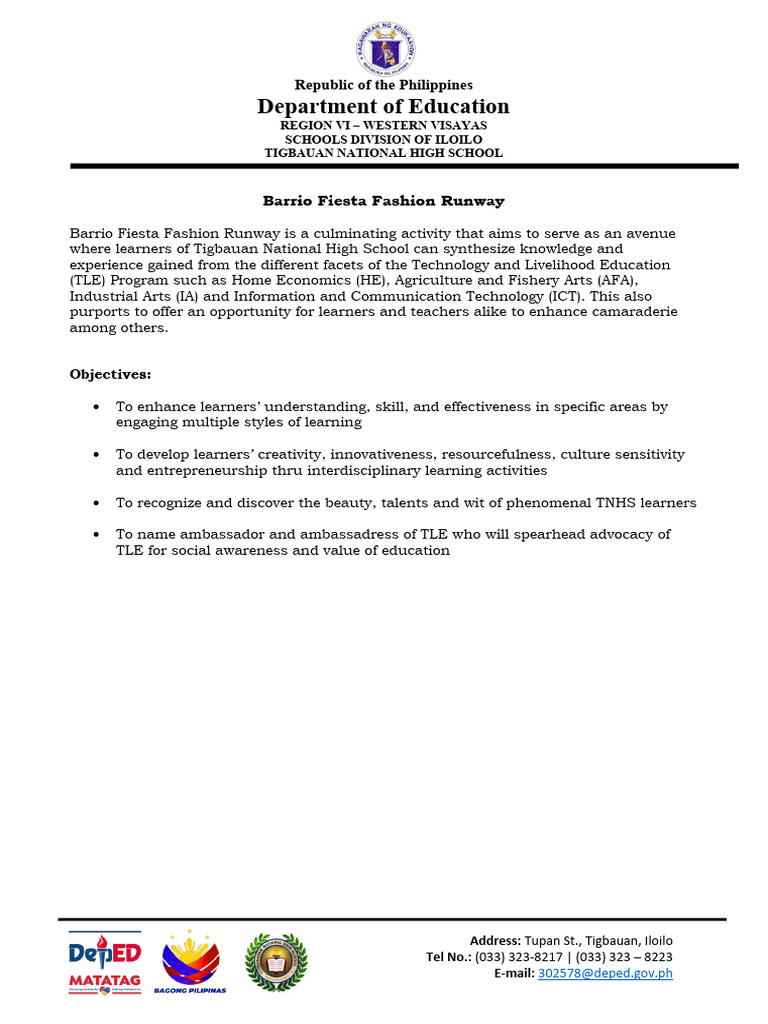 TLE Culminating Activity Final | PDF | Clothing | Learning