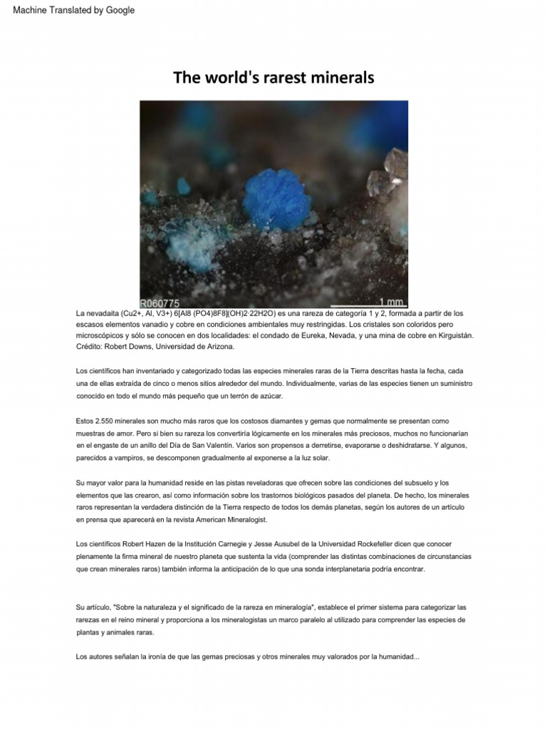 The World's Rarest Minerals | PDF | Minerales | Tierra