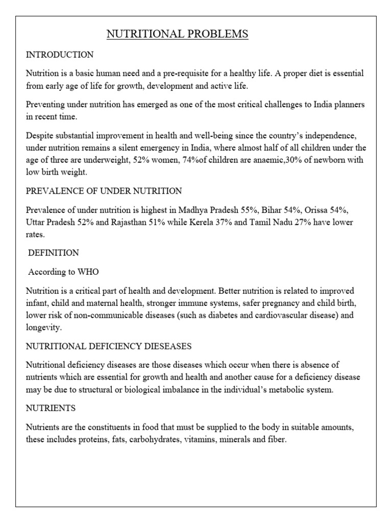 Nutritional Problems Seminar | PDF | Obesity | Malnutrition