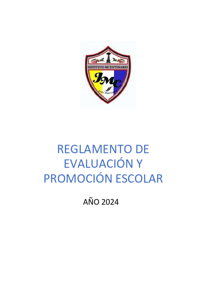 Reglamento de Evaluación 2024 | Descargar gratis PDF | Evaluación | Enseñando