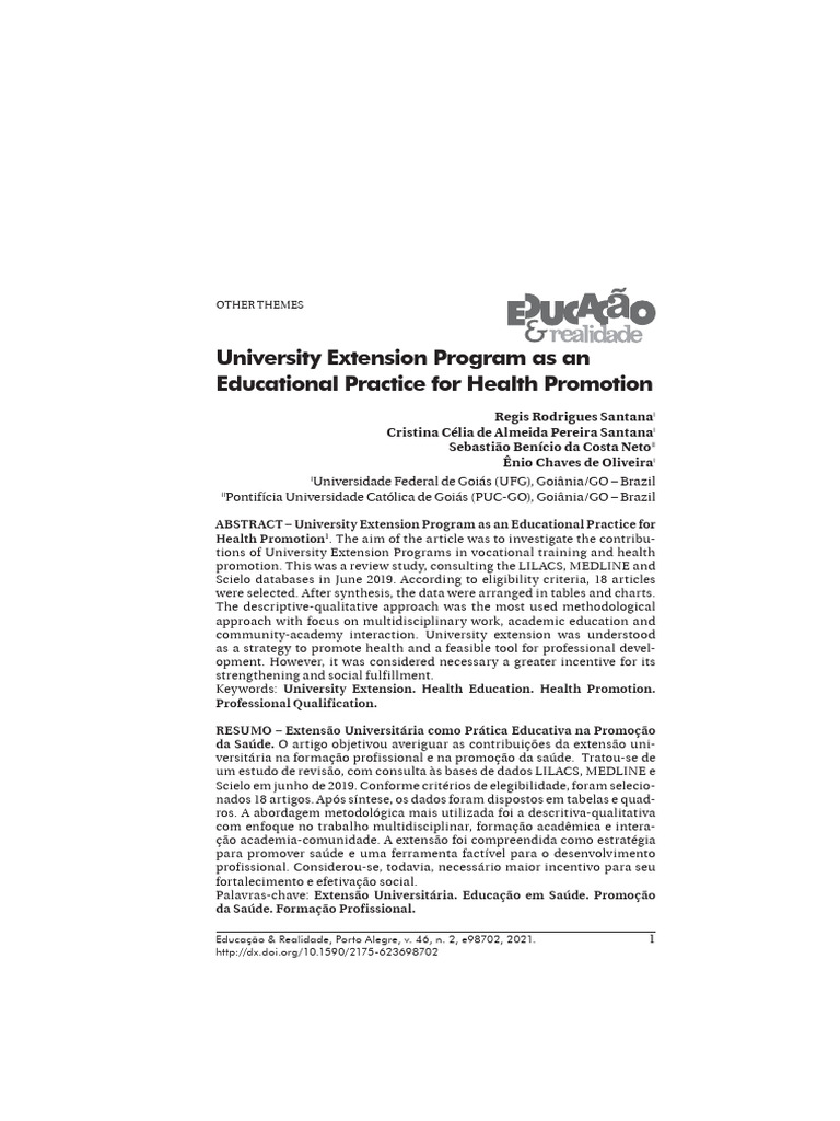 2021 - University Extension Program As An Educational Practice For ...