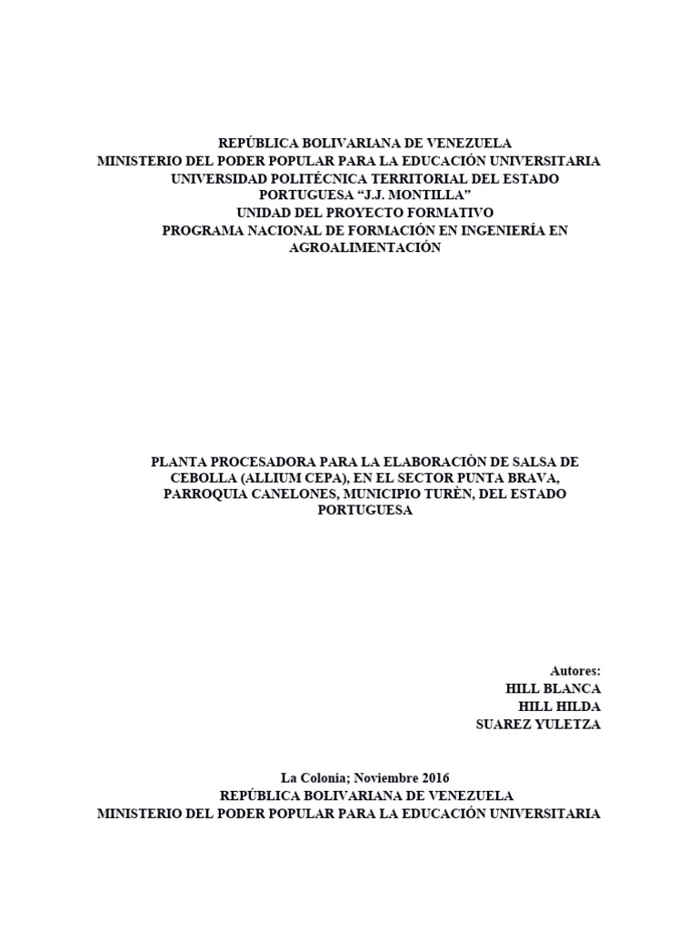 Proyecto CEBOLLA LA MISION CORREGIDO DIC 2016 | PDF | Chalote | Salsa