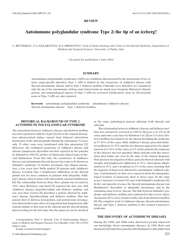 Autoimmune Polyglandular Syndrome Type 2 - The Tip of An Iceberg | PDF ...