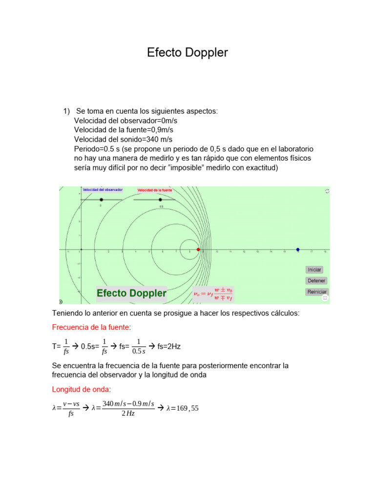 Cálculos del Efecto Doppler en Sonido | PDF | Frecuencia | Efecto Doppler