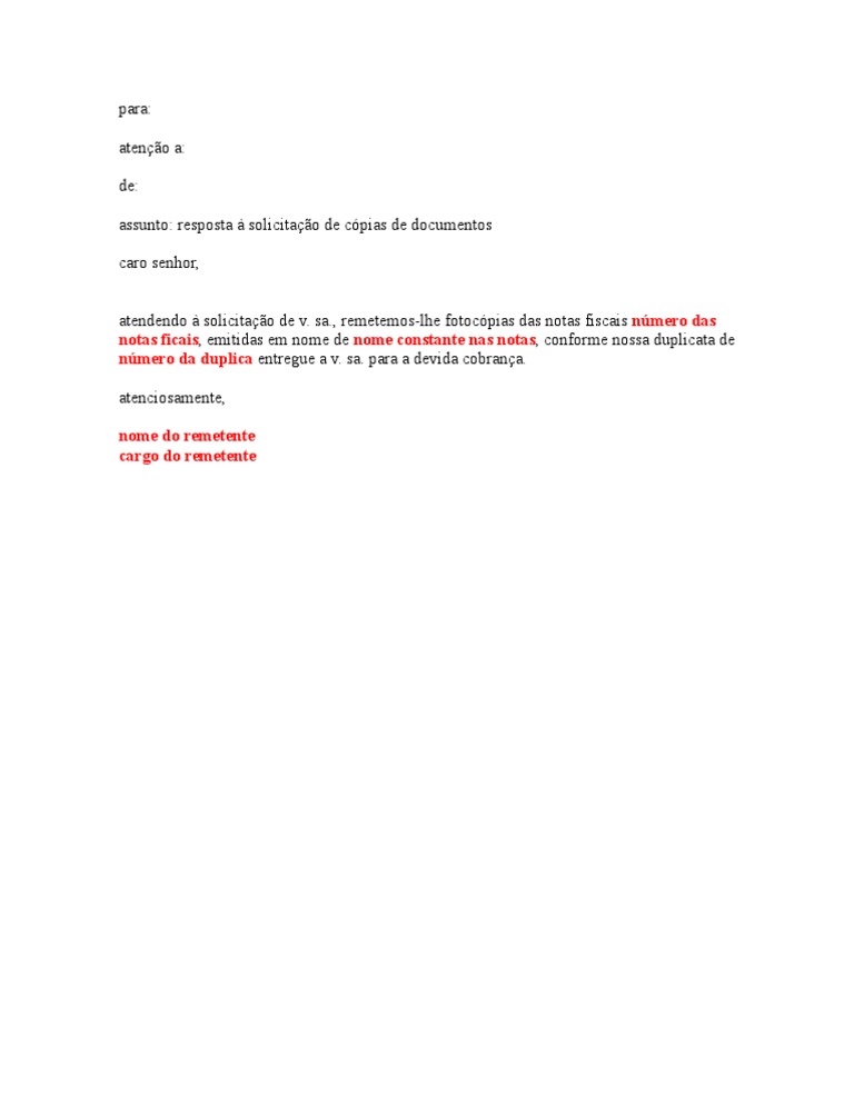 TST - Modelos de Cartas - Resposta A Solicitação de Cópias de ...