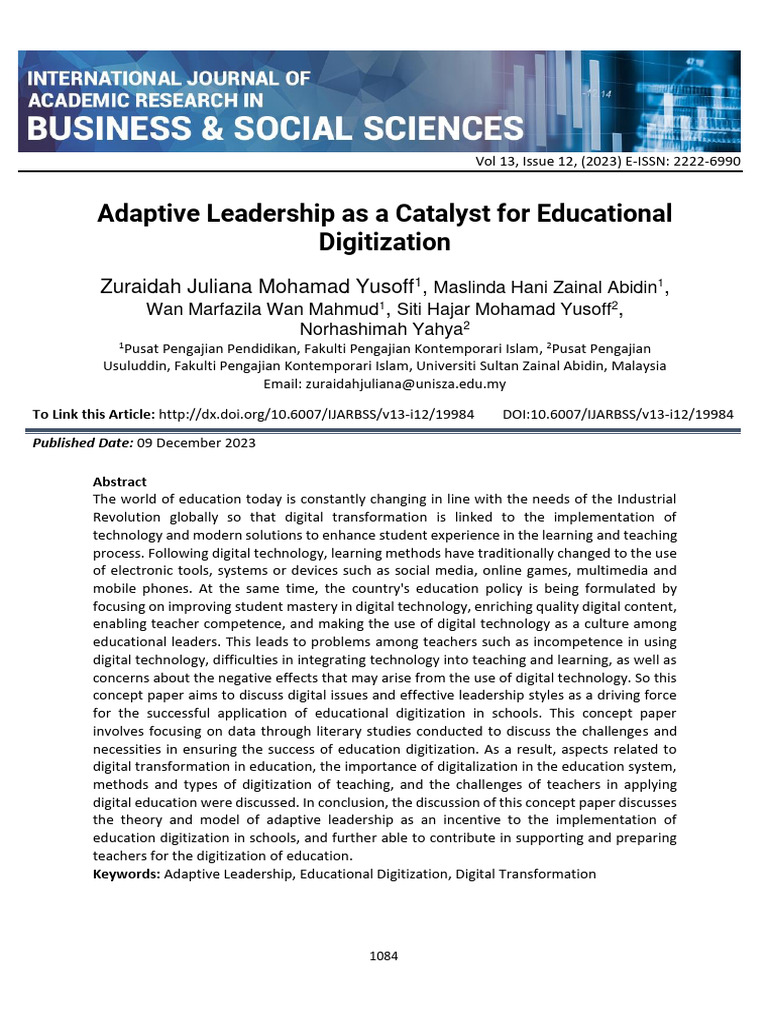 2023 - Adaptive Leadership As A Catalyst For Educational Digitization ...