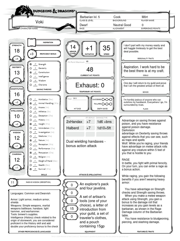 Dndsheet | PDF | Role Playing Games | Tabletop Games