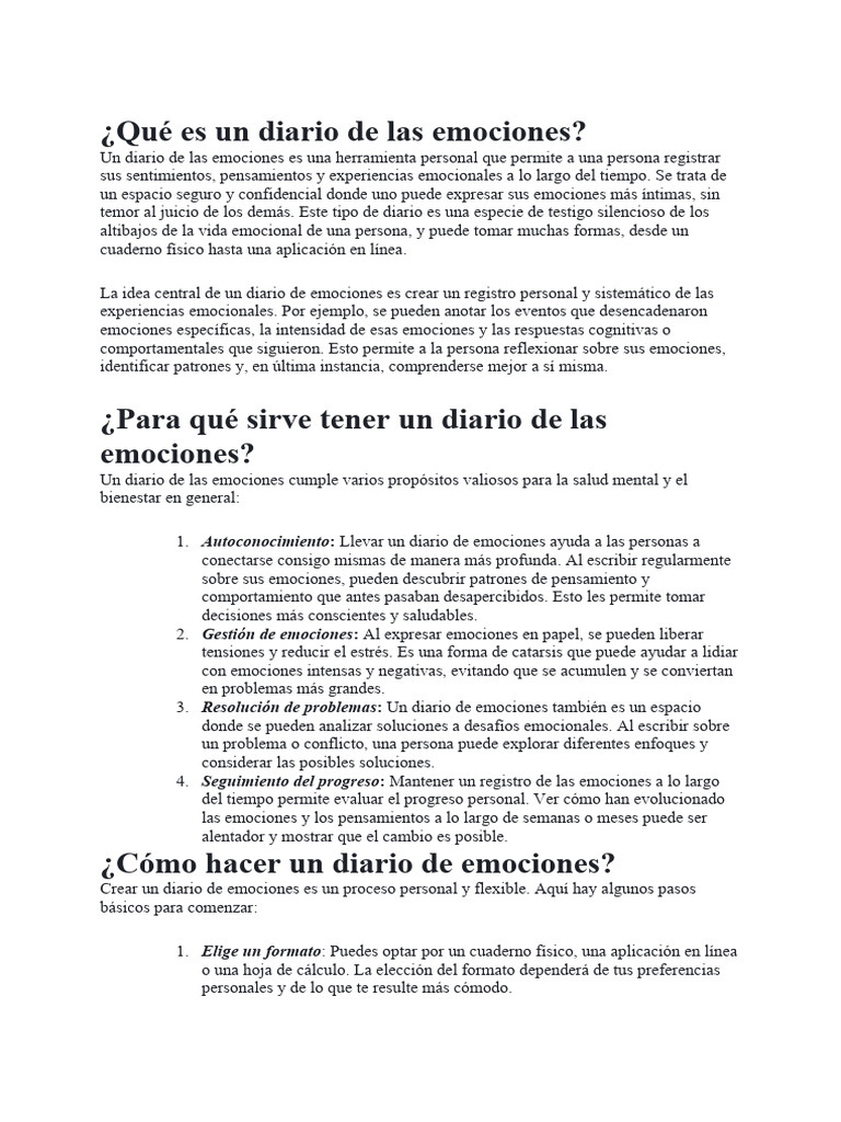 Diario de Emociones | PDF | Las emociones | Pensamiento